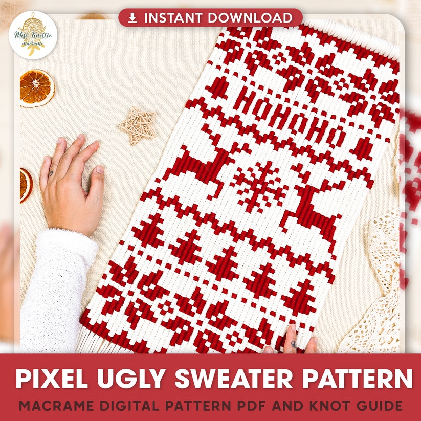 Christmas Ugly Sweater Pixel Pattern - Digital PDF and Knot Guide ...