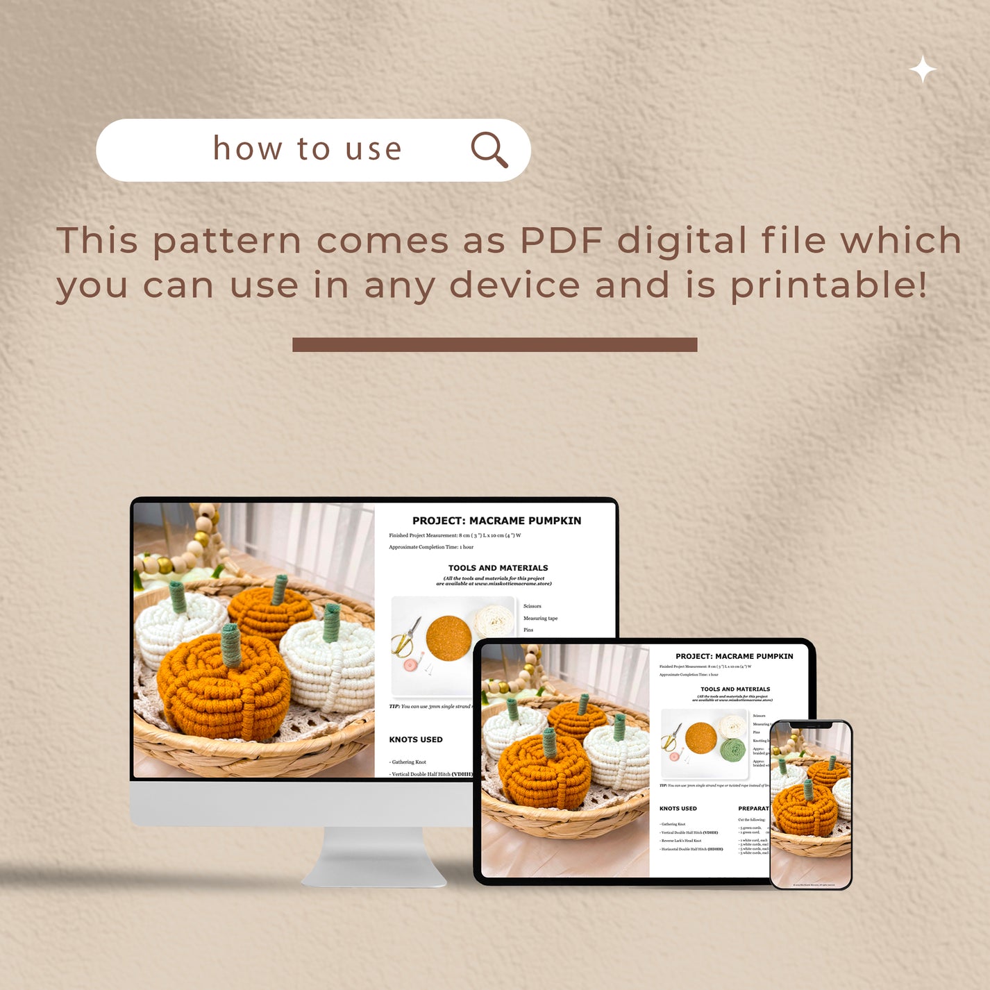 Macrame Pumpkin - Digital PDF and Knot Guide – Miss Knottie Macrame