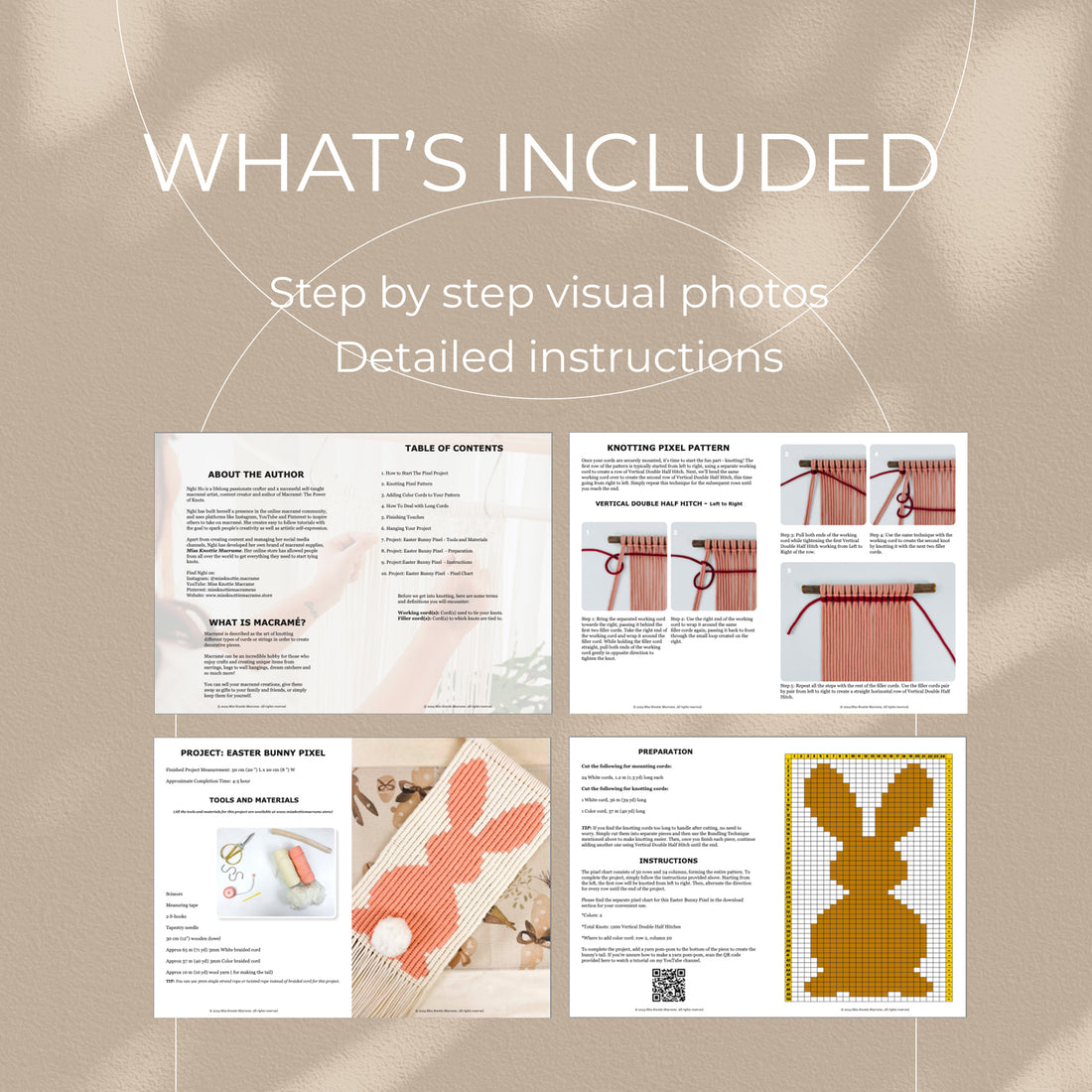 Easter Bunny Pixel Art - Digital PDF and Knot Guide