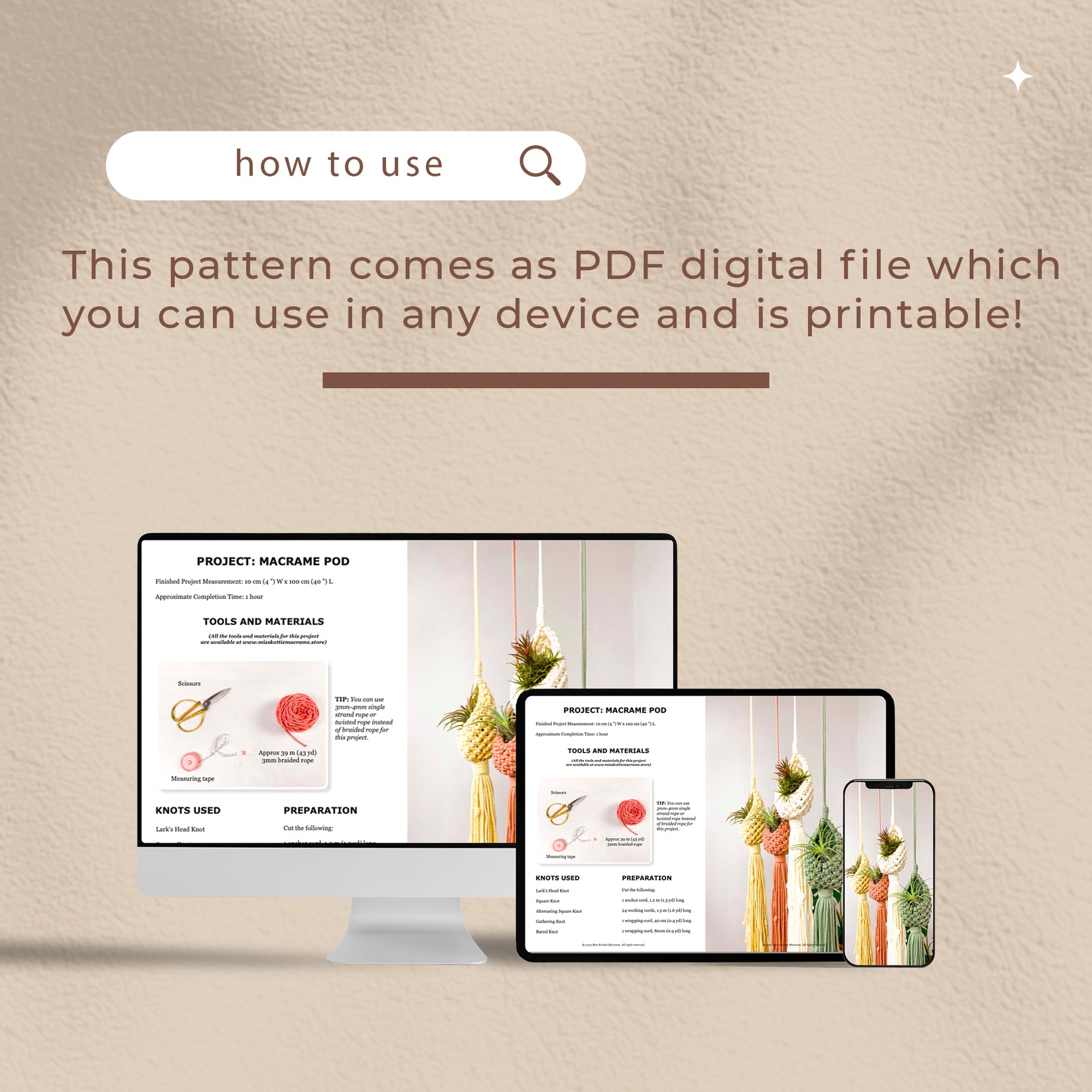 Macrame Pod - Digital PDF and Knot Guide – Miss Knottie Macrame