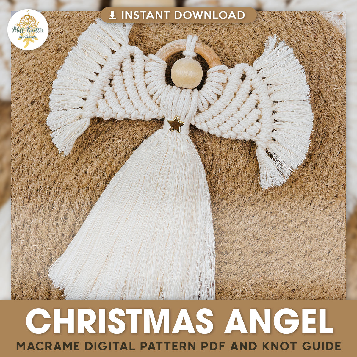 Macrame Christmas Angel Pattern - Digital PDF and Knot Guide