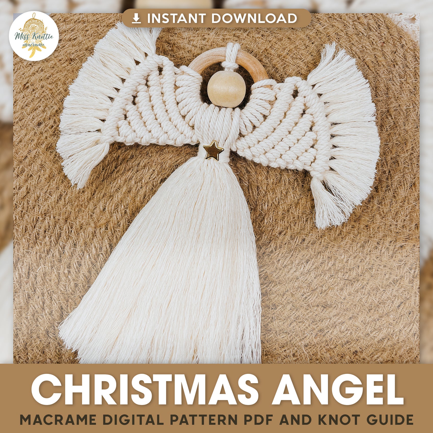 Macrame Christmas Angel Pattern - Digital PDF and Knot Guide