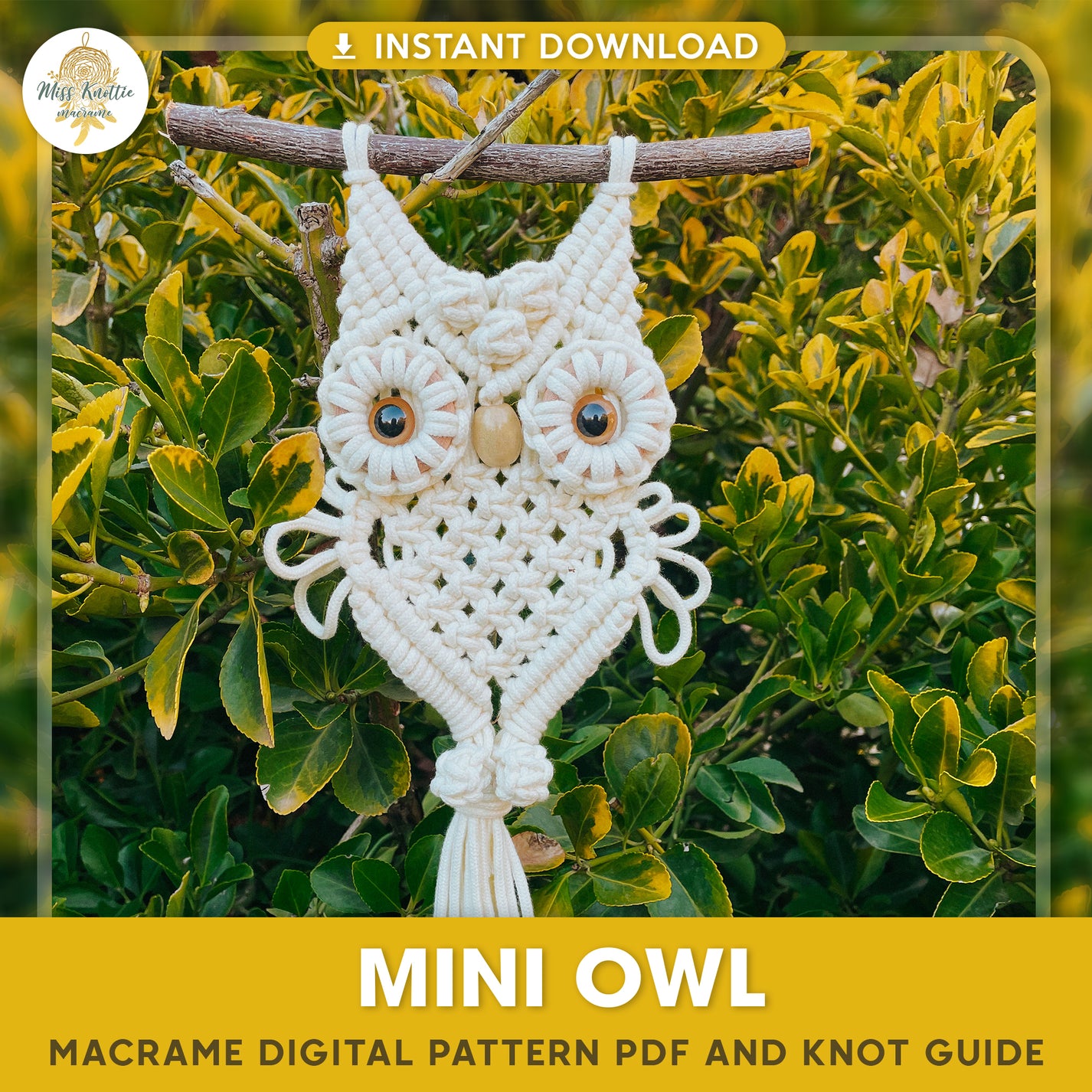 Mini Owl Pattern - Digital PDF and Knot Guide – Miss Knottie Macrame