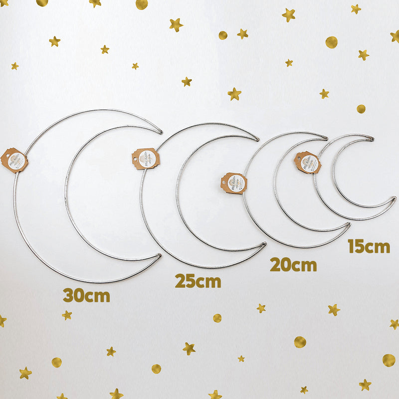 Crescent Moon Shape Metal Hoops - Miss Knottie Macrame