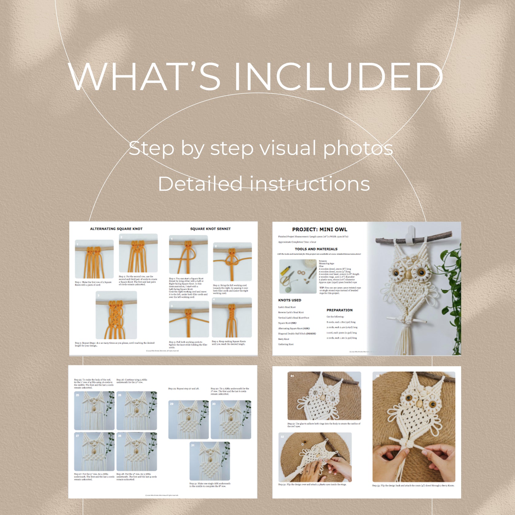 Mini Owl Pattern - Digital PDF and Knot Guide – Miss Knottie Macrame