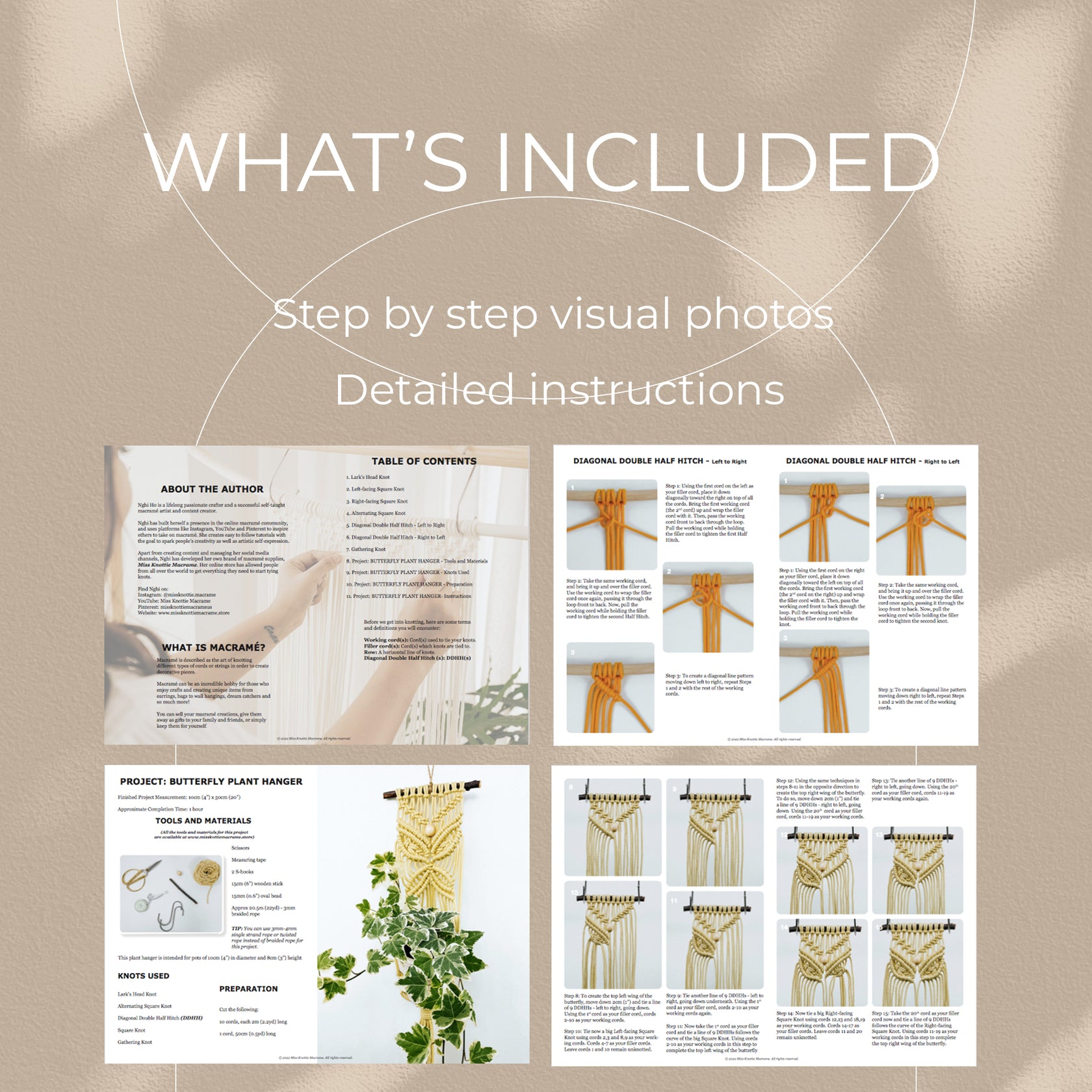 Butterfly Plant Hanger - Digital PDF and Knot Guide – Miss Knottie Macrame